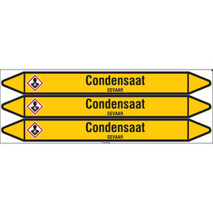 Individuele leidingmerkers op kaart met geperforeerde pijlen, met ...