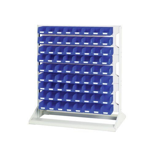 Louvre panel rack single sided & bin kit with 3 panels, 72x blue bins ...