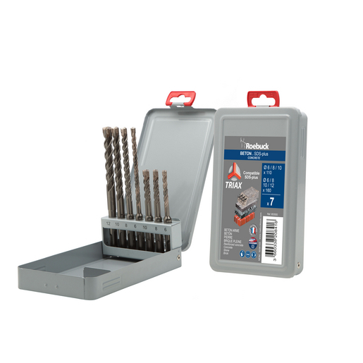 Coffret 7 forets béton SDS-PLUS 3 taillants «TriaX» Roebuck - réf. 853500 - Orexad Brammer