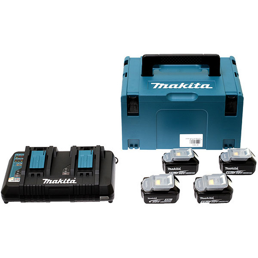 Pack Énergie 18 V Li-Ion (4 batteries + 1 chargeur double) avec coffret MAK-PAC Makita - réf ...
