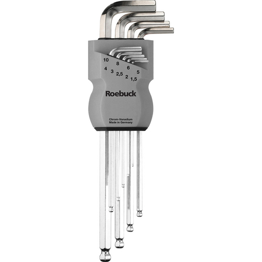 9 Piece Extra Long Metric Ball Point Hexagon Key Set - Nickel Plated ...