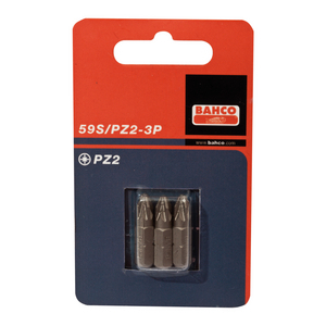 1/4" Standard Screwdriver Bits for Pozidriv Head Screws 25 mm Bahco ...
