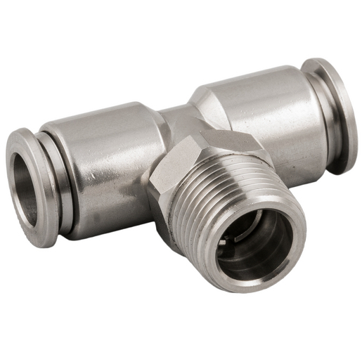 RACCORD INOX TÉ ORIENTABLE À PIQUAGE MÂLE CENTRAL, CONIQUE Mecaline - réf. 885023 - Rubix