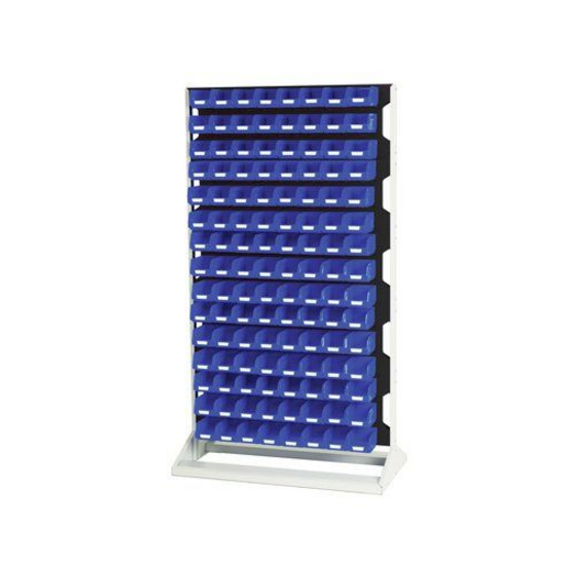Louvre panel rack single sided & bin kit with 5 panels, 120x blue bins ...