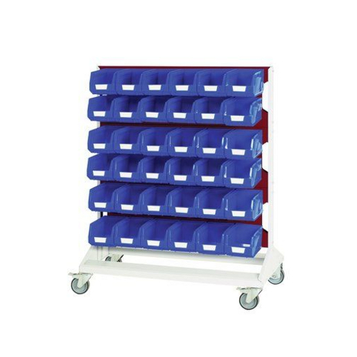 Louvre panel trolley double sided & bins with 6 panels, 72x blue bins ...