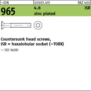 Senkschrauben mit Innensechsrund, ISO 965, 4.8, galvanisch verzinkt Reyher - ref. DIN 965 4.8 M ...