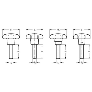 Star knobs, with steel threaded stud Ganter - ref. GN 6336.4-TE-40-M8-16 - RUBIX webshop