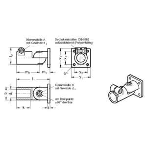 Scharnierende klemverbinding, aluminium Ganter - ref. GN 282-B30-S-2-BL ...