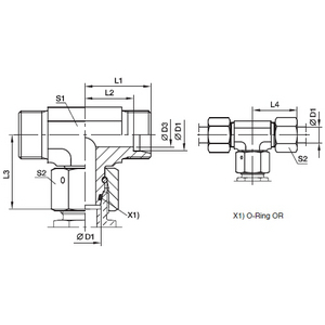 Té femelle orientable DIN pour tube de 10 mm (500 bar) Parker Ermeto - réf. ET10LOMDCF - Rubix
