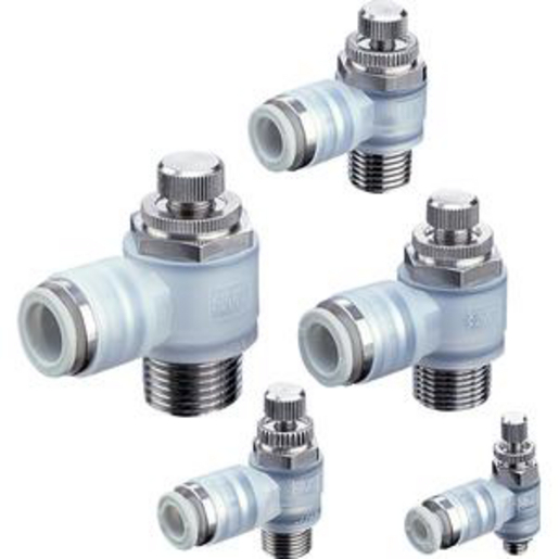 AS-1F-T Series angled flow regulator with safety adjustment SMC - ref ...