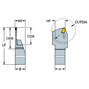 Porte outil manche pour Plaquette QD taille H Sandvik Coromant - réf. QD-LFH33-2020S - Rubix