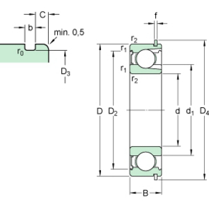 Roulements rigides à billes SKF - réf. 308-ZNR - Rubix